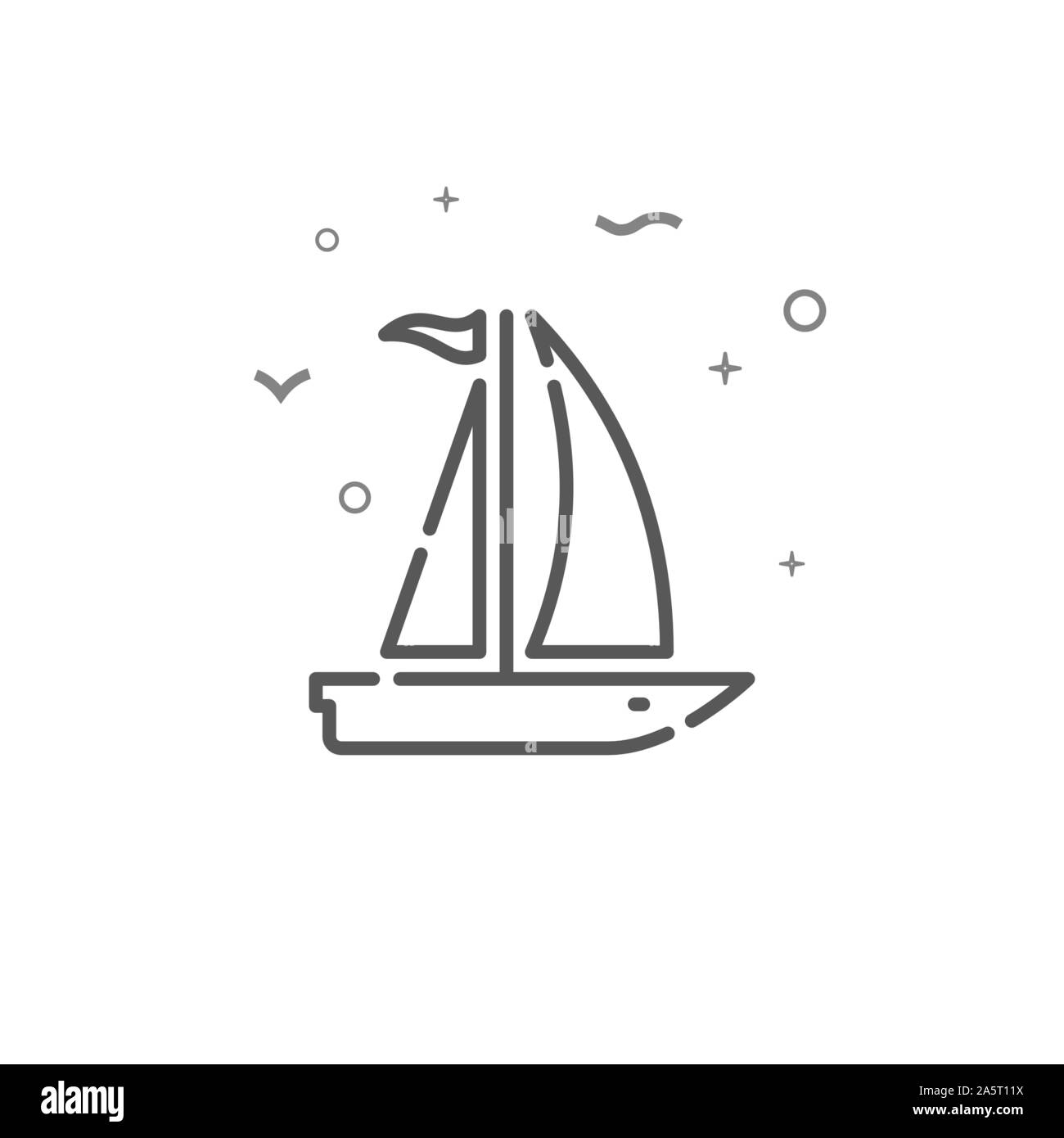 Sailing yacht simple vector line icon. Sailing yacht symbol, pictogram ...