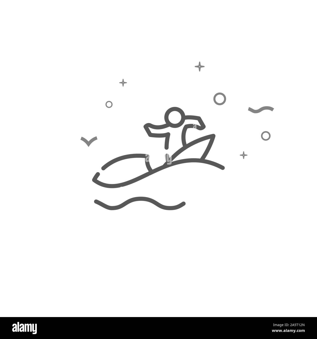 Surfer simple vector line icon. Surfboarder symbol, pictogram, sign ...