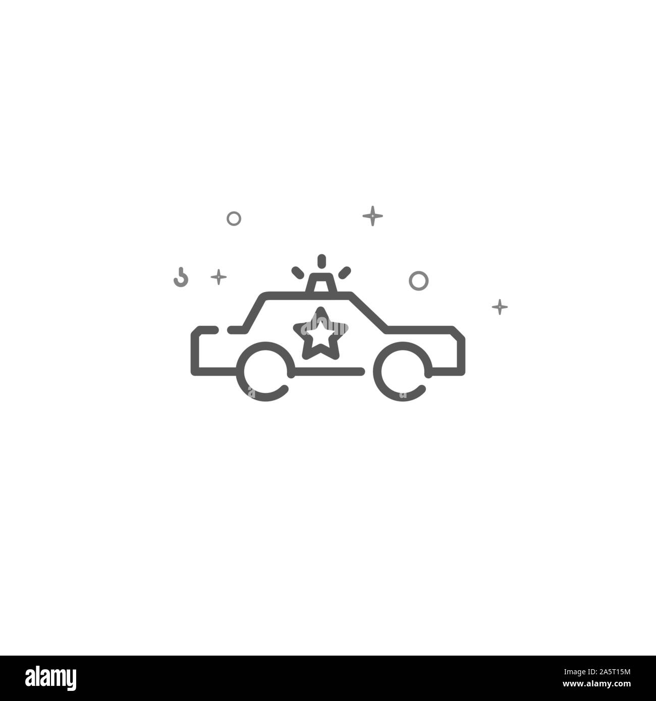 Police patrol car simple vector line icon. Police car with flashing ...