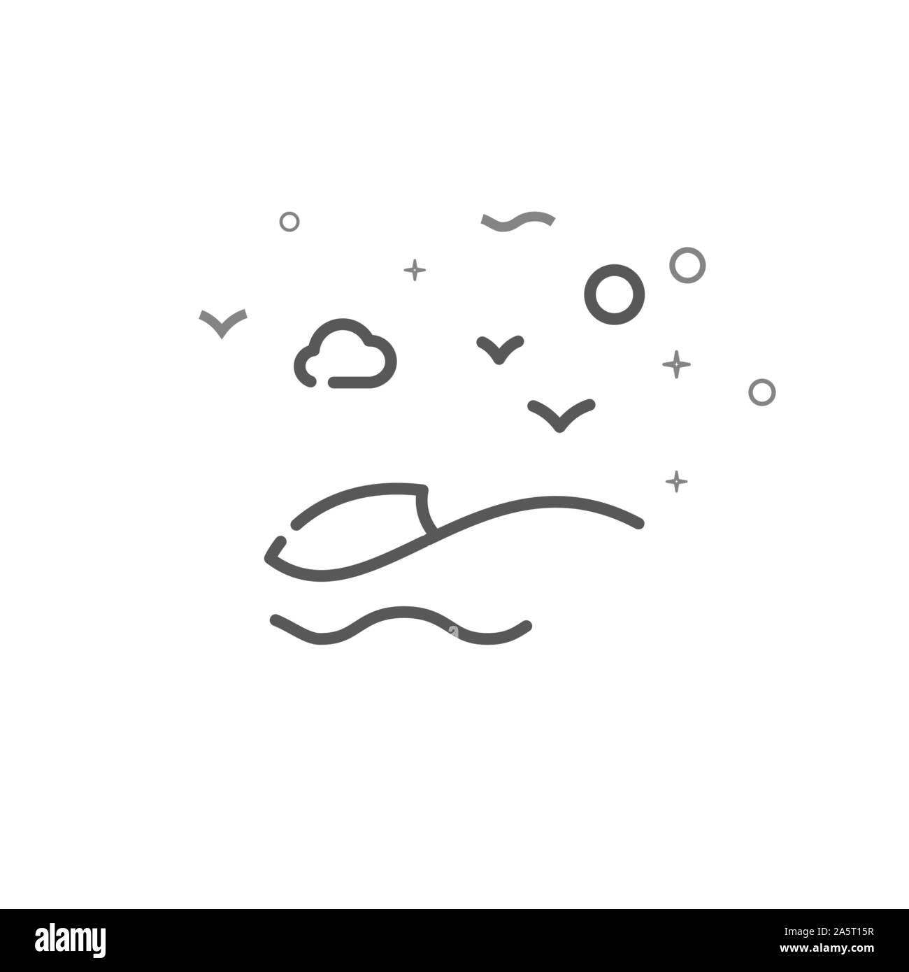 Sea wave simple vector line icon. Surfing resort symbol, pictogram ...