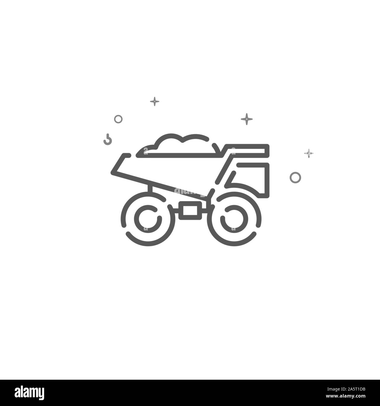 Mining dumper simple vector line icon. Dump truck symbol, pictogram ...