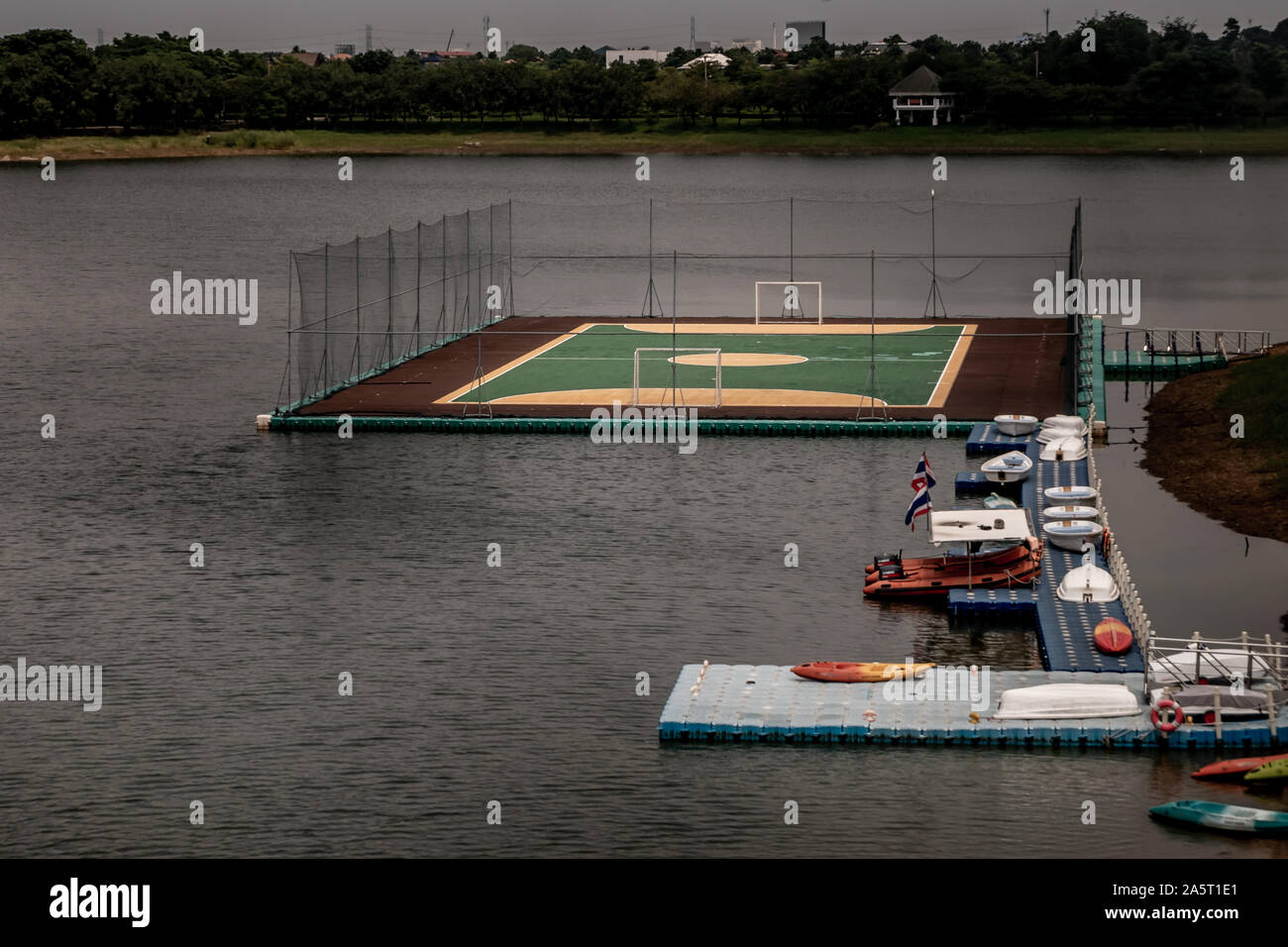 Bangkok, Thailand - 1 Oct 2019 : Beautiful floating football field at ...