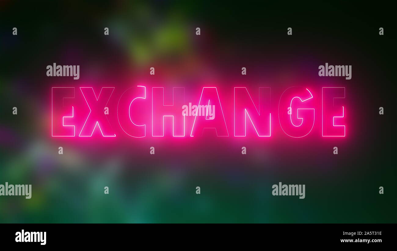 Word Exchange of letters with a neon effect, 3d rendering background ...