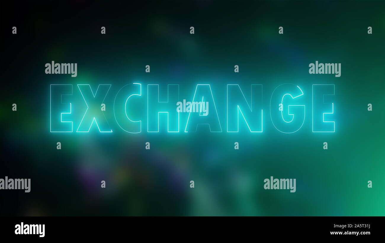 Word Exchange of letters with a neon effect, 3d rendering background ...