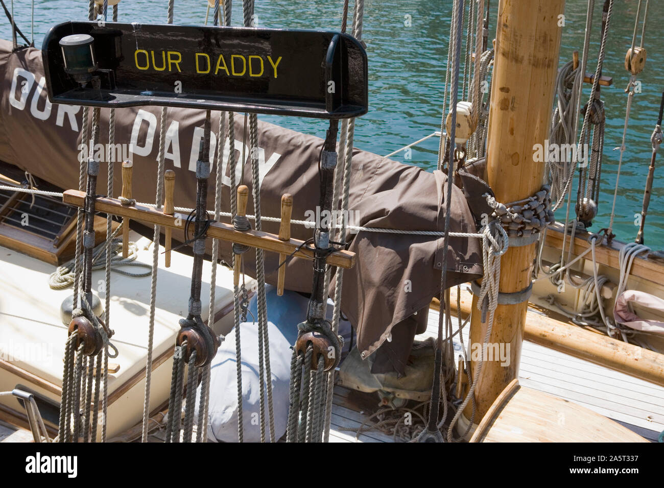 Deck detail of FY 7, "Our Daddy": Cornish sailing lugger, built in 1921 ...
