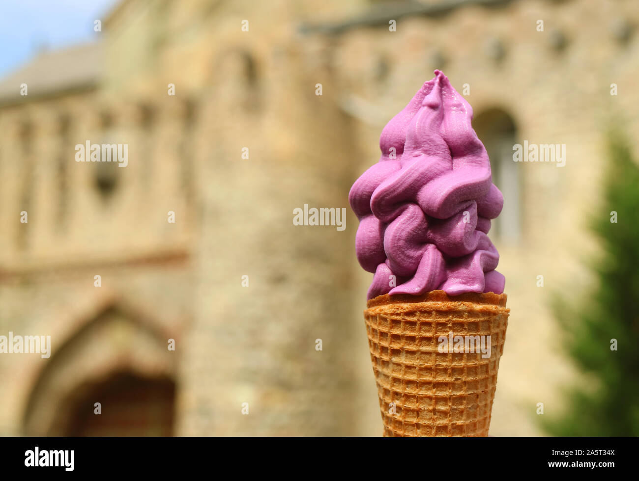 Georgian Wine Soft Serve Ice Cream Cone with Blurry Medieval ...