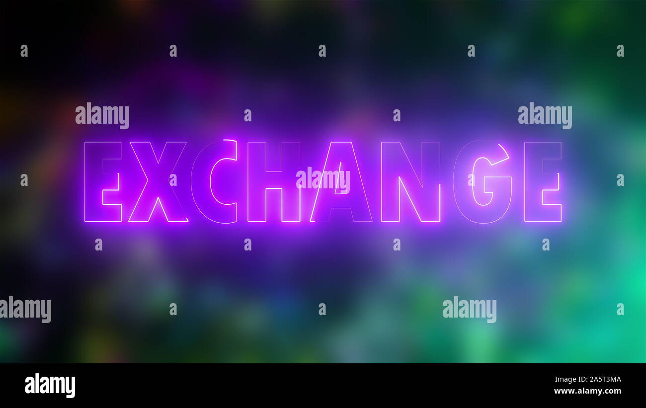Word Exchange of letters with a neon effect, 3d rendering background ...