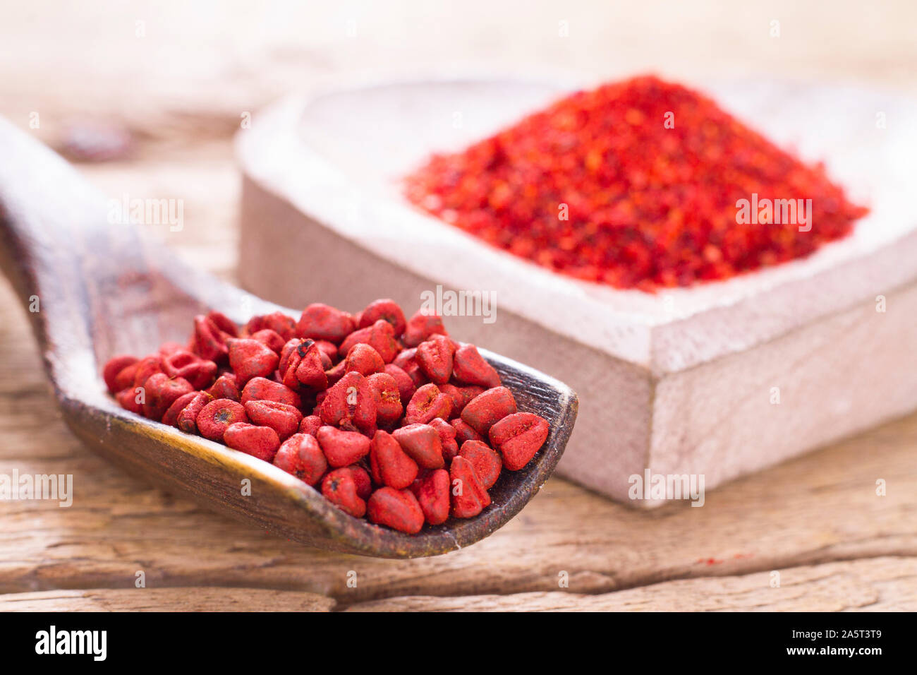 Seeds of achiote, originating from central america and parts of south ...