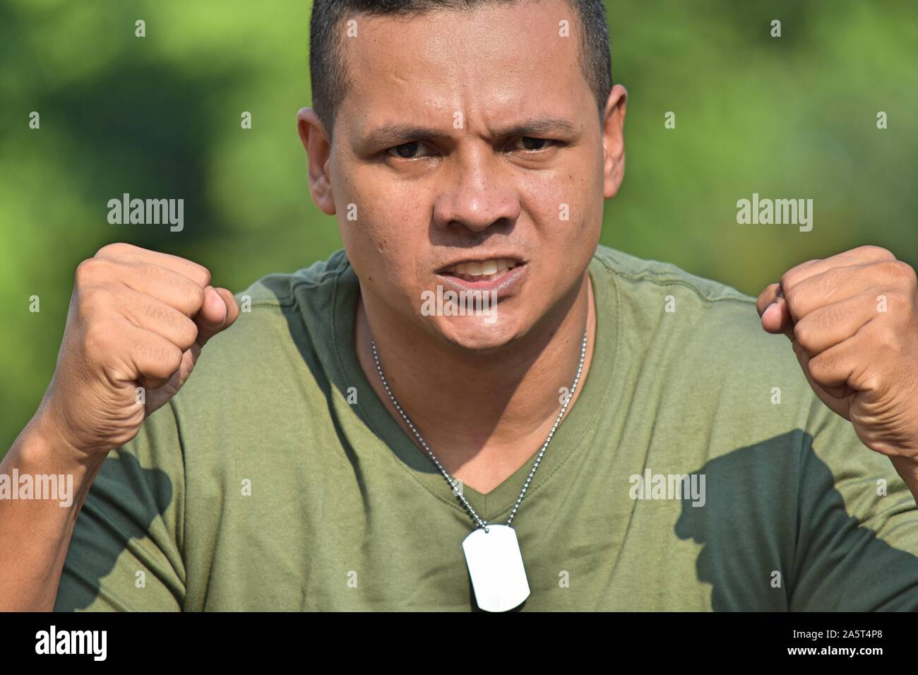 Male Soldier And Anger Stock Photo - Alamy