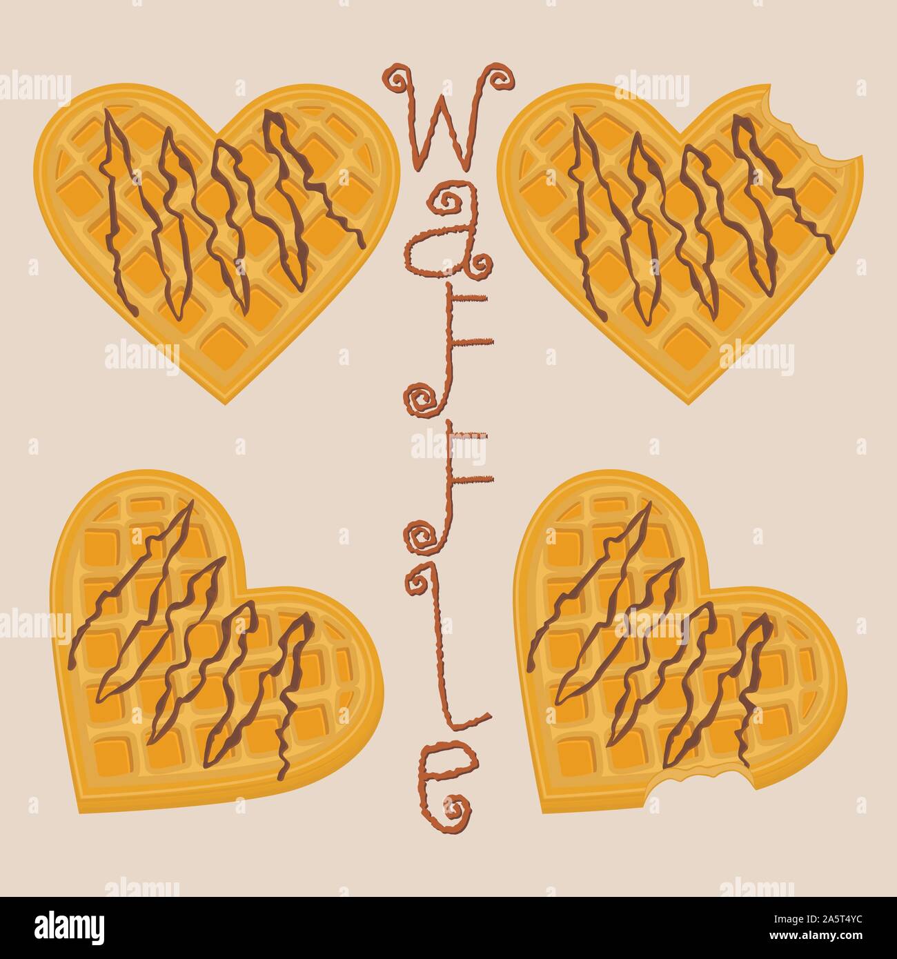 Vector icon illustration logo for set various sweet waffles. Waffle ...