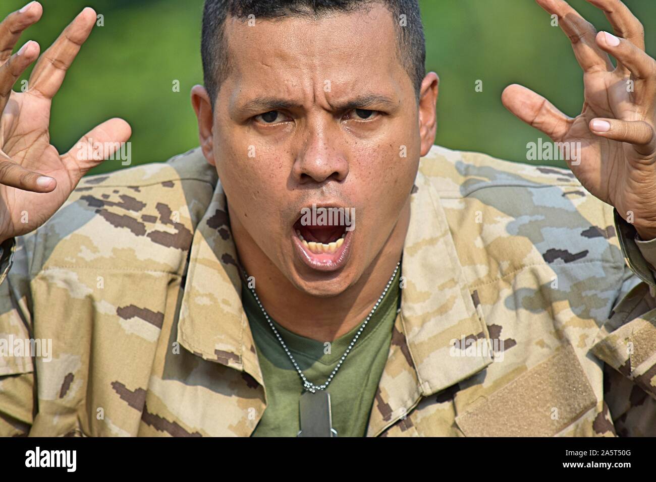 Soldier And Anger Stock Photo - Alamy