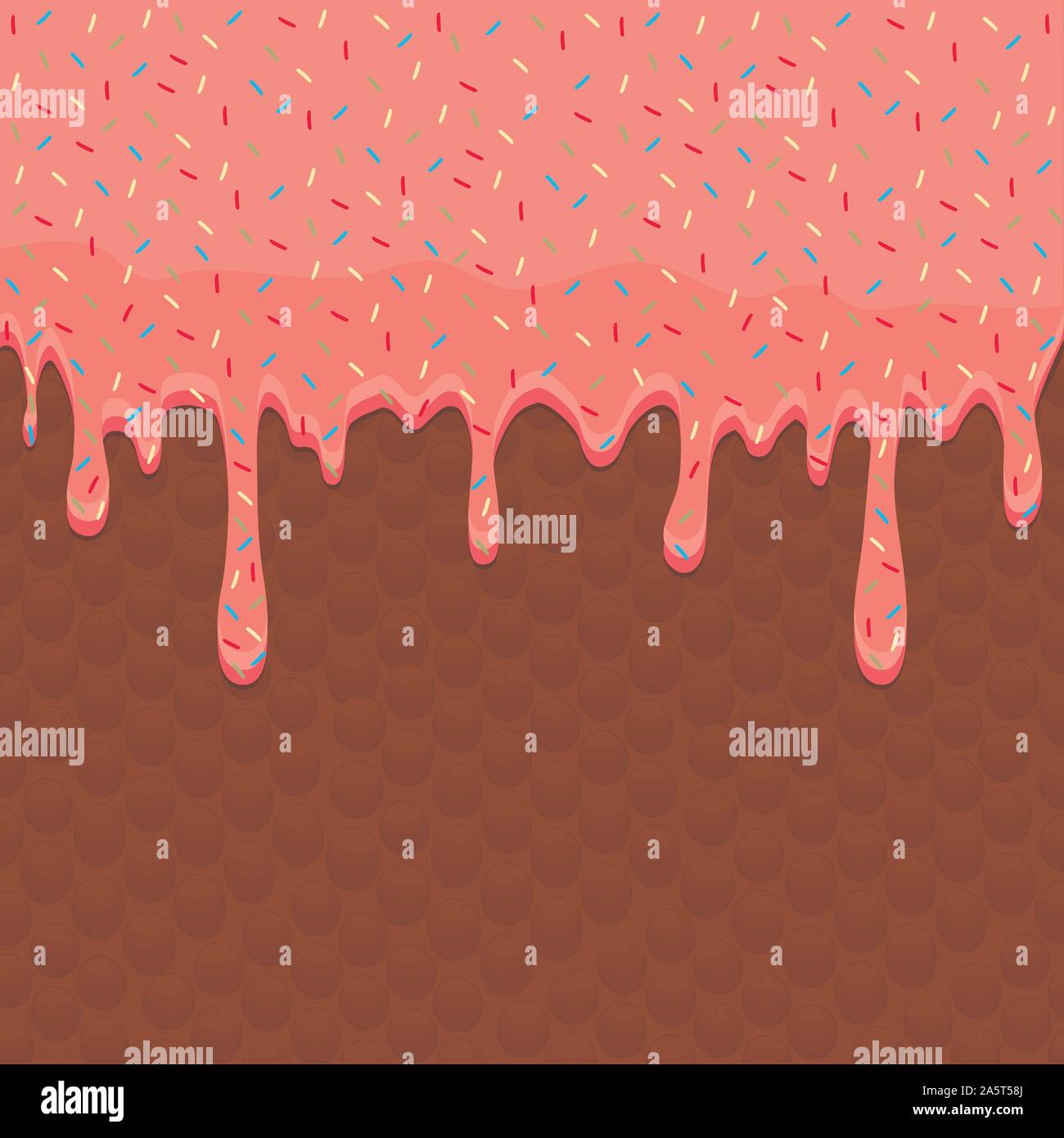 Vector icon illustration logo for dripping pink glaze on sweet waffles ...