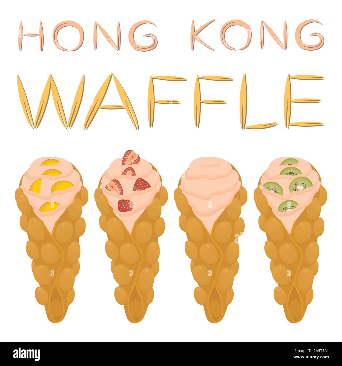 Vector icon illustration logo for set various sweet Hong Kong waffles ...