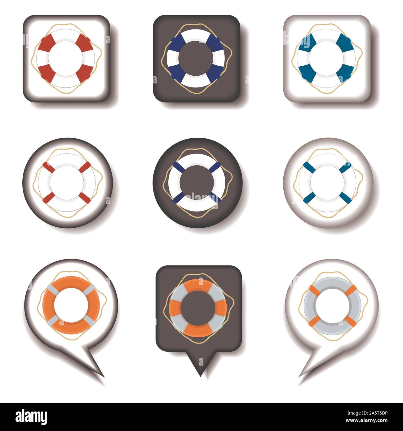 Vector icon illustration for set symbols sea lifebuoy inflatable ...