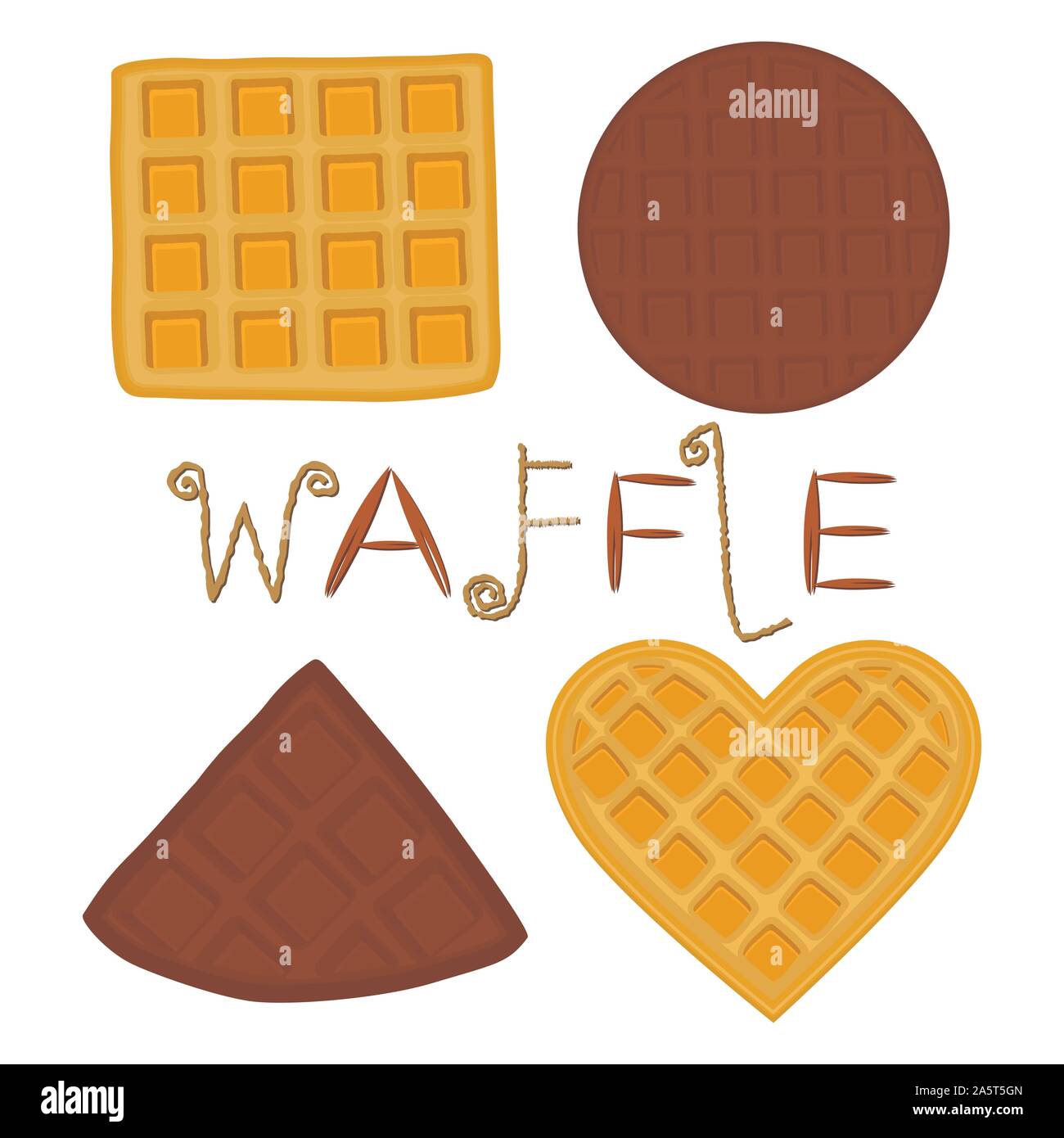 Vector icon illustration logo for set various sweet waffles. Waffle ...