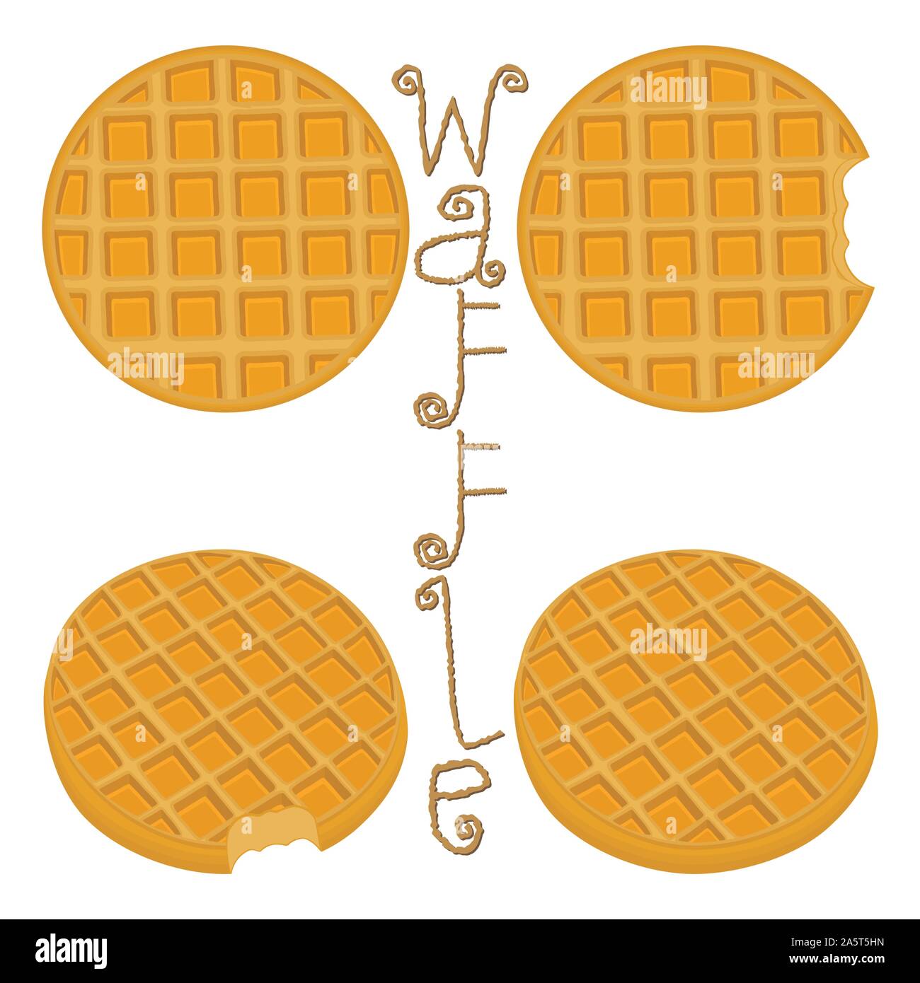Vector icon illustration logo for set various sweet waffles. Waffle ...