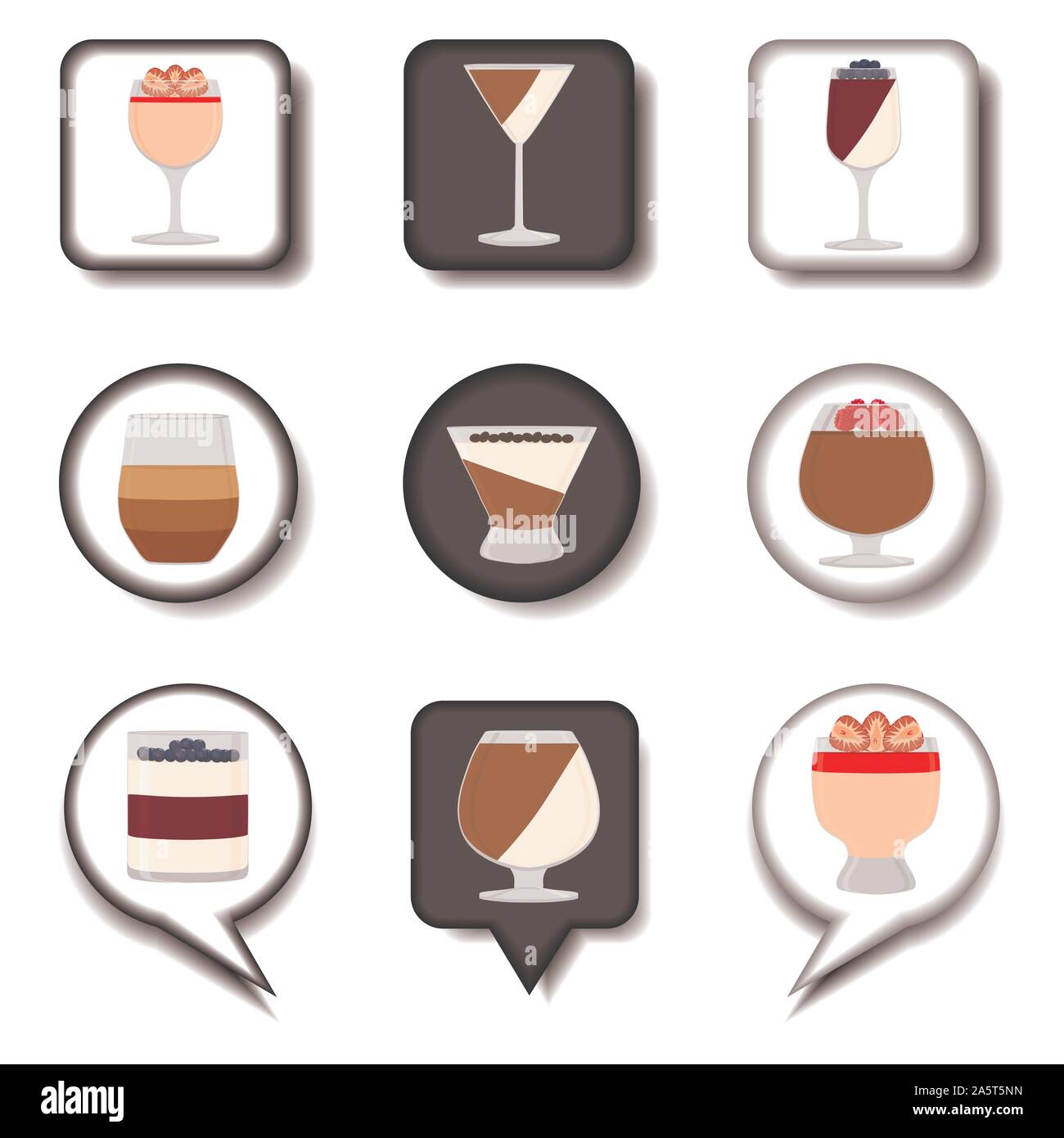Vector icon logo for set symbols sweet jelly panna cotta. Panna Cotta ...
