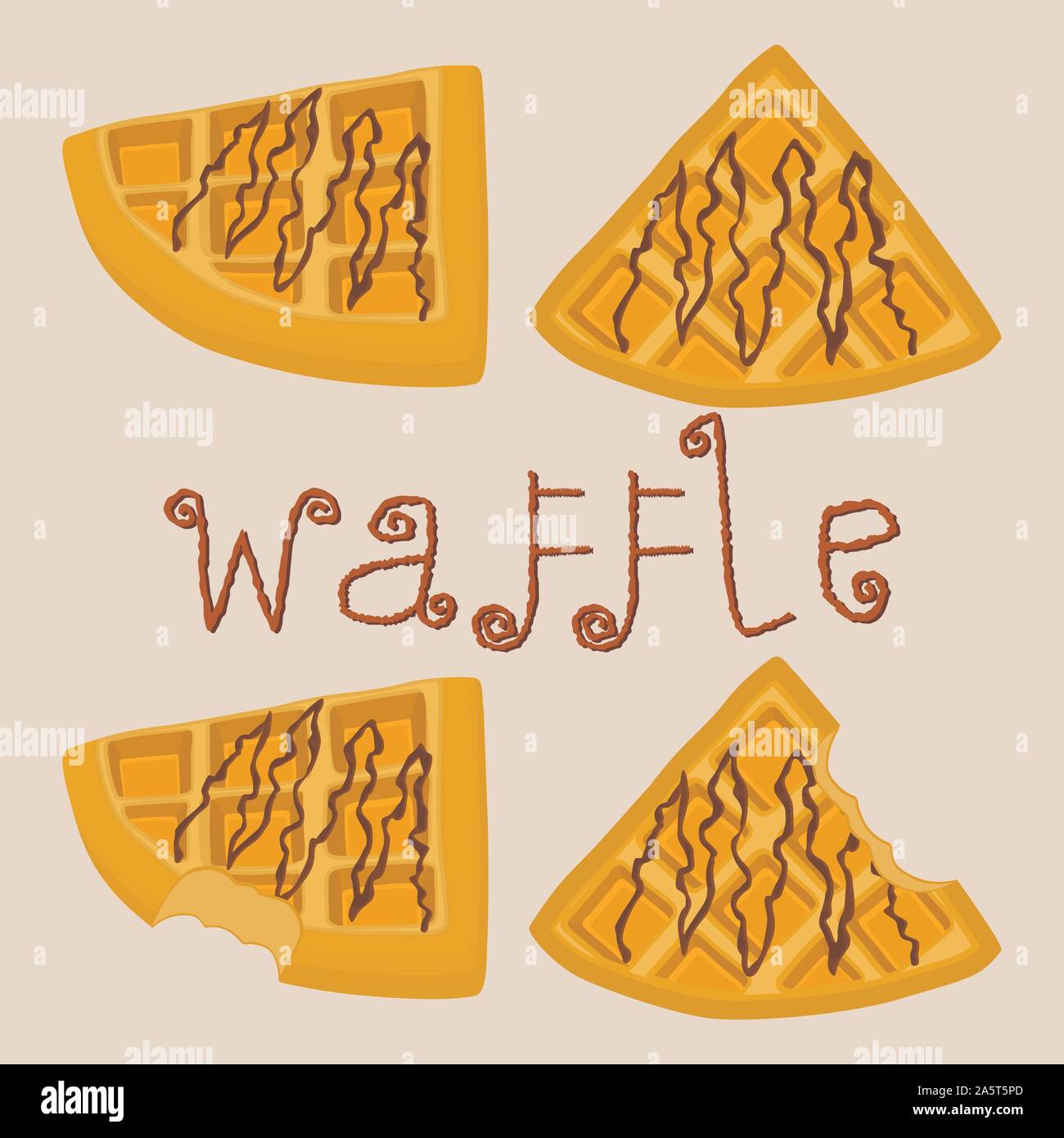 Vector icon illustration logo for set various sweet waffles. Waffle ...