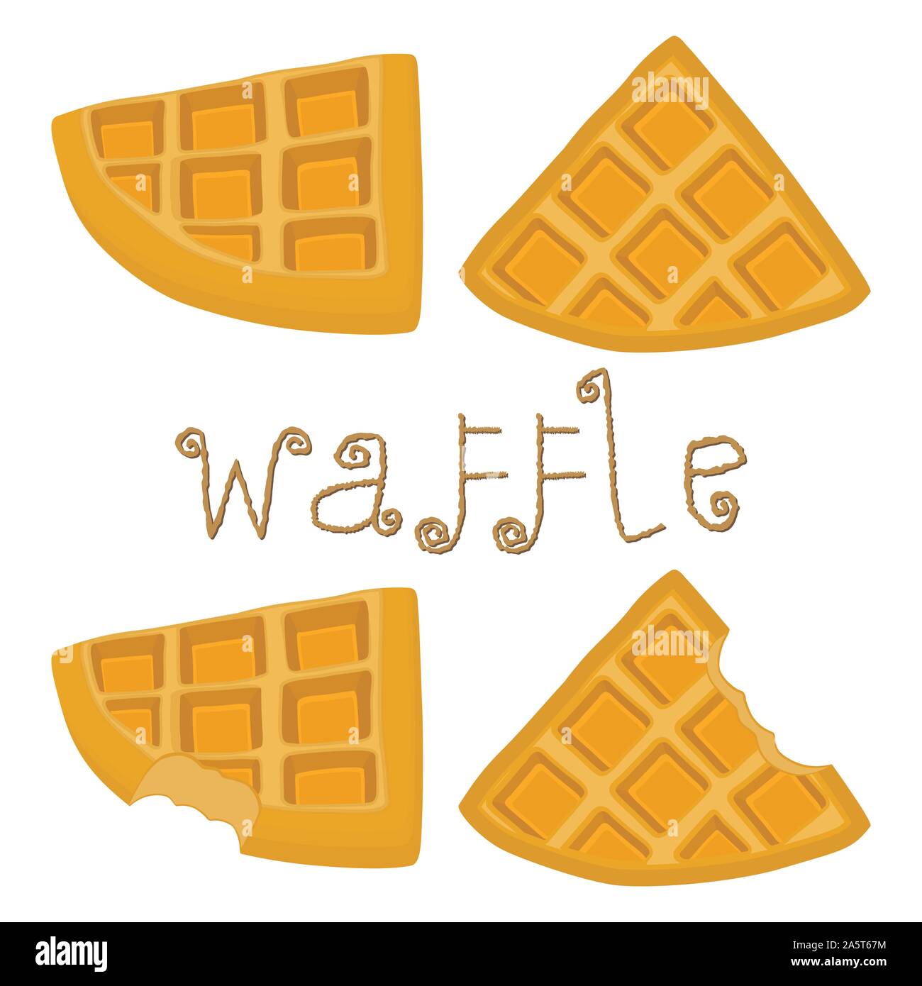 Vector icon illustration logo for set various sweet waffles. Waffle ...