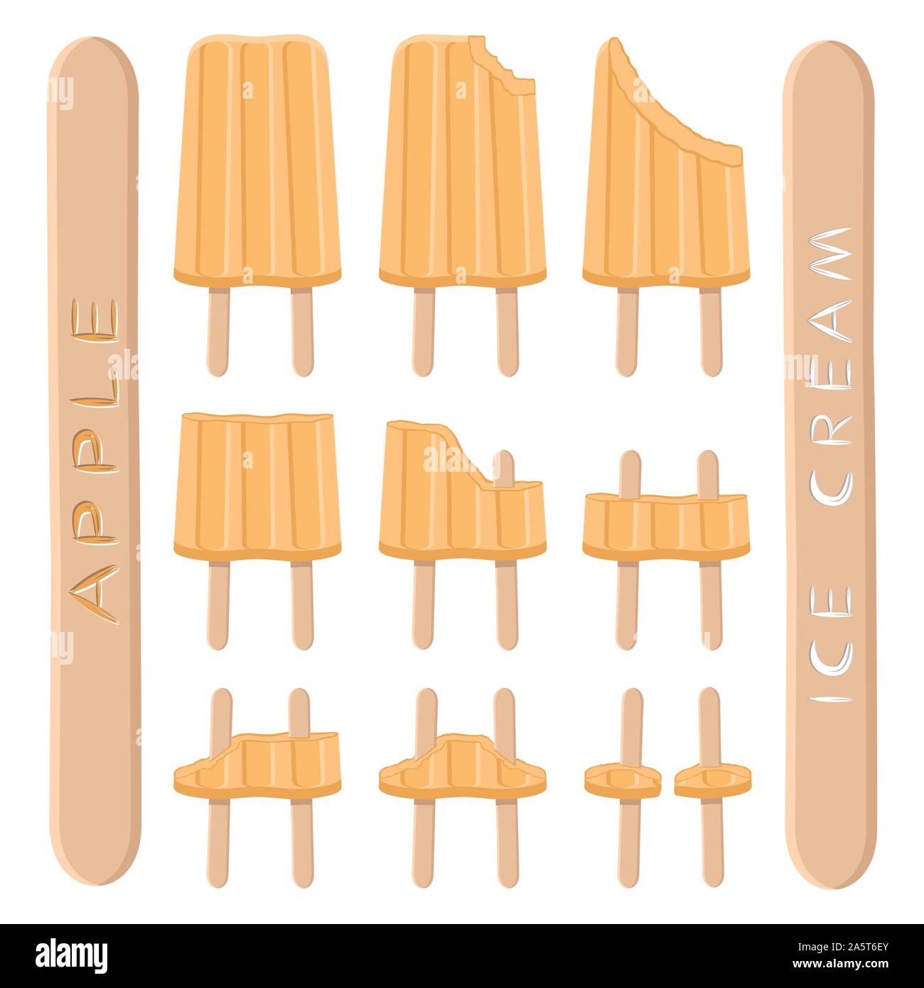 Vector illustration logo for natural apple ice cream on stick. Ice ...