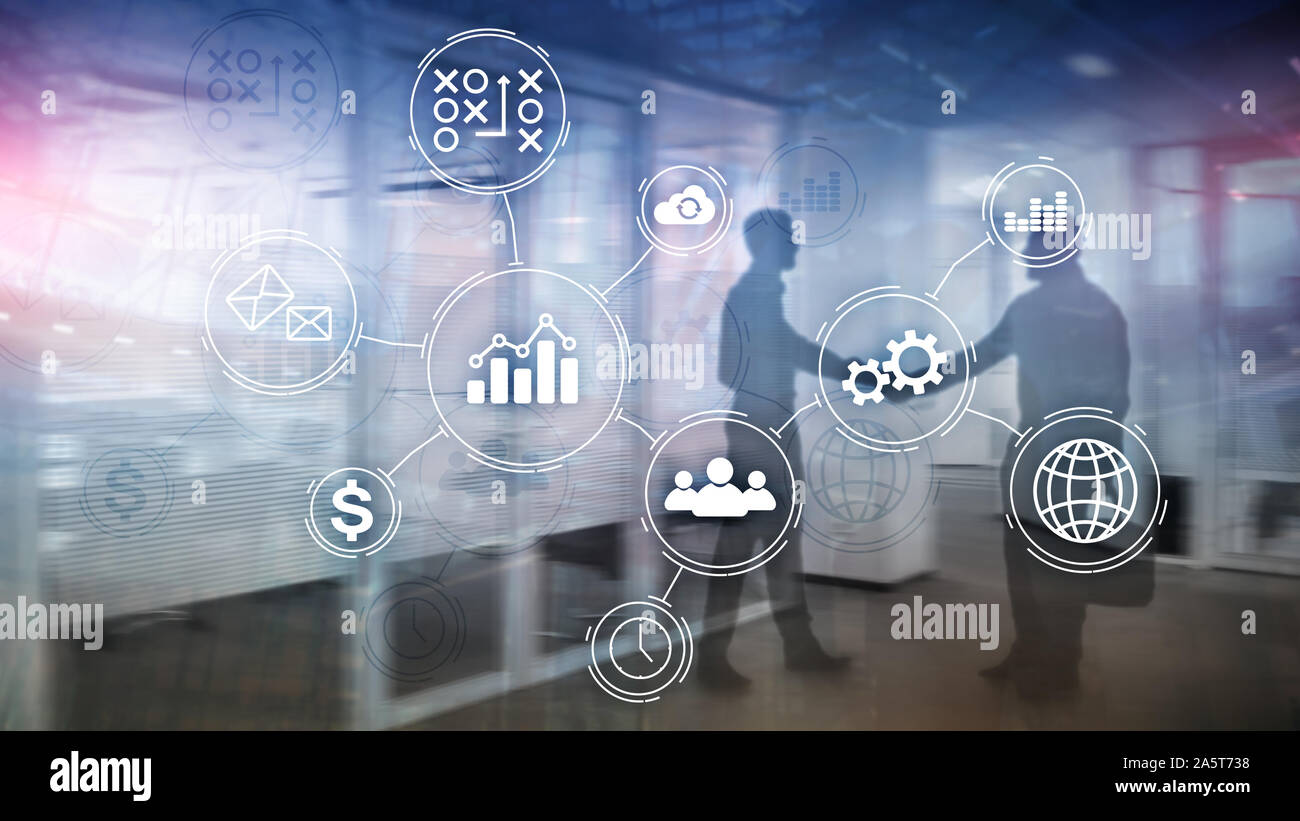 Business process automation concept on blurred background Stock Photo ...
