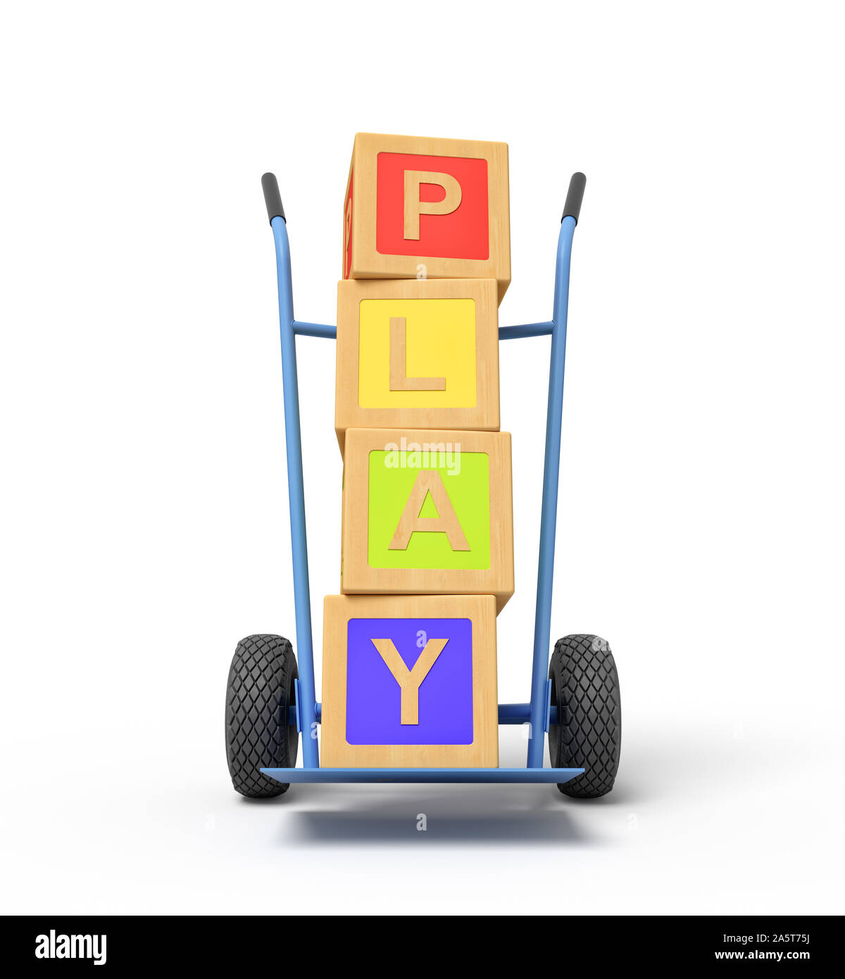 3d rendering of colorful alphabet toy blocks showing 'PLAY' sign on a ...