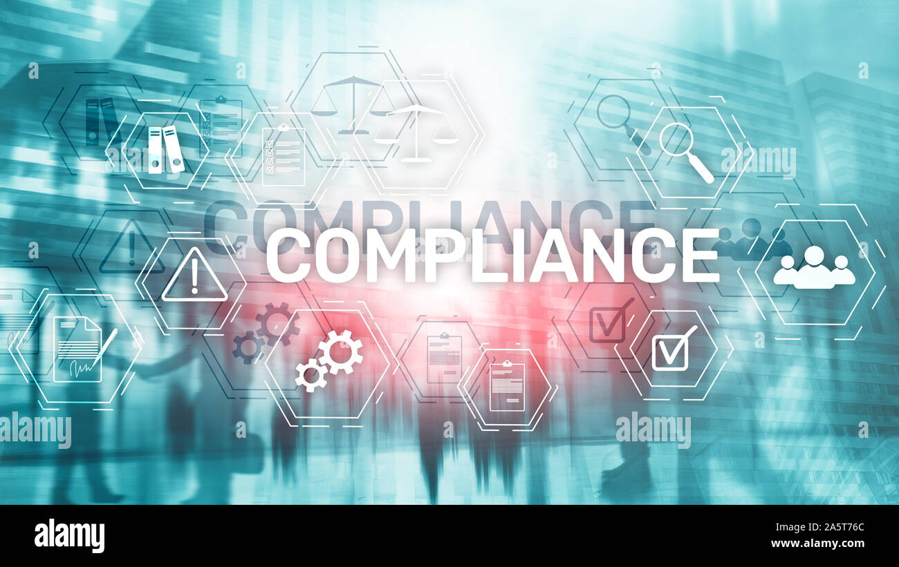Compliance diagram with icons. Business concept on abstract background ...