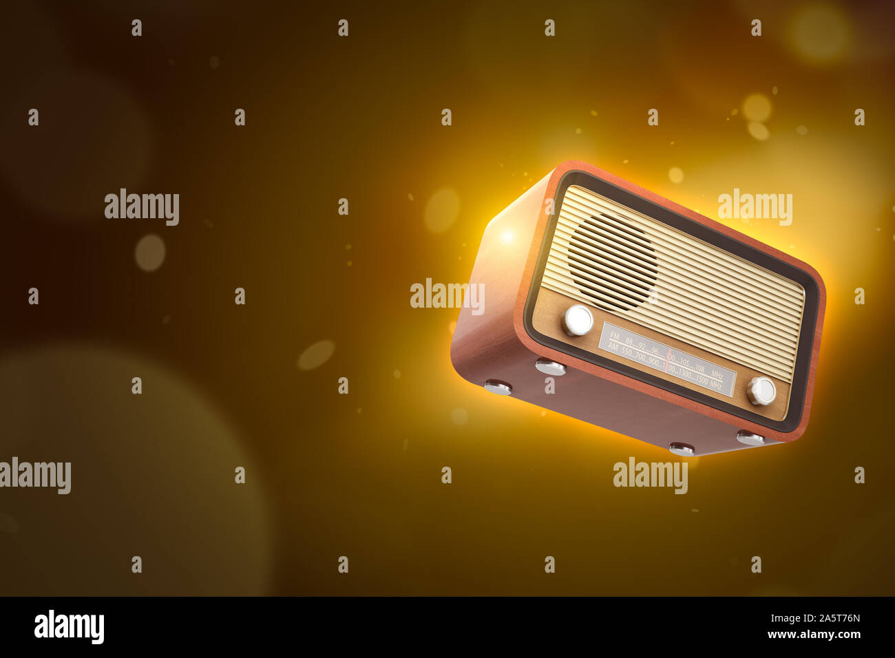 3d rendering of old radio set on neon dark yellow background Stock ...