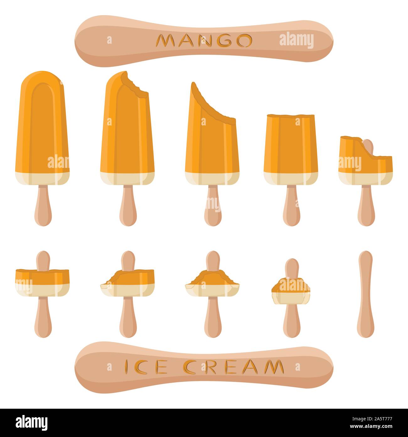 Vector illustration logo for natural mango ice cream on stick. Ice ...