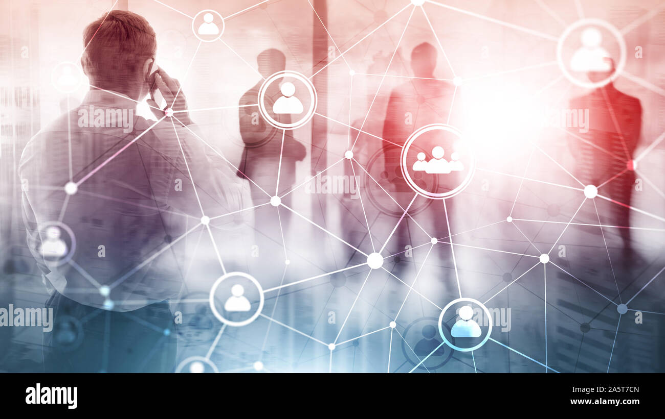 HR - Human resources management and recruitment concept Double exposure ...