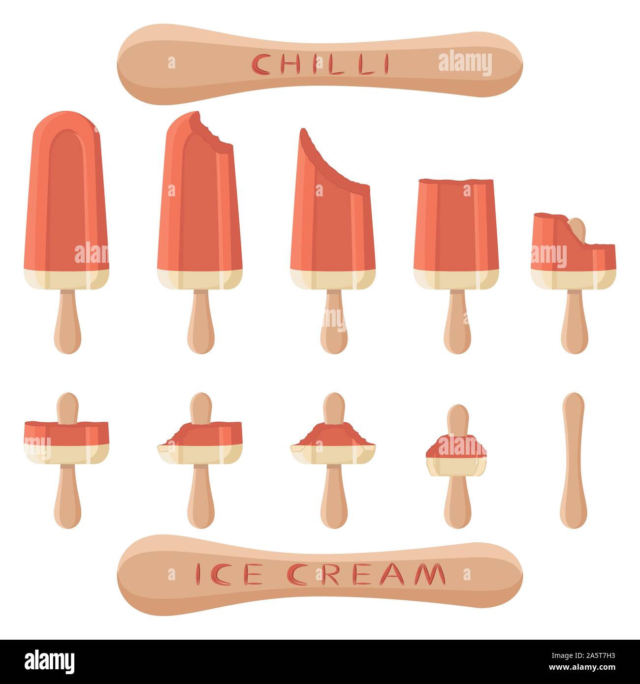 Vector illustration logo for natural chili ice cream on stick. Ice ...