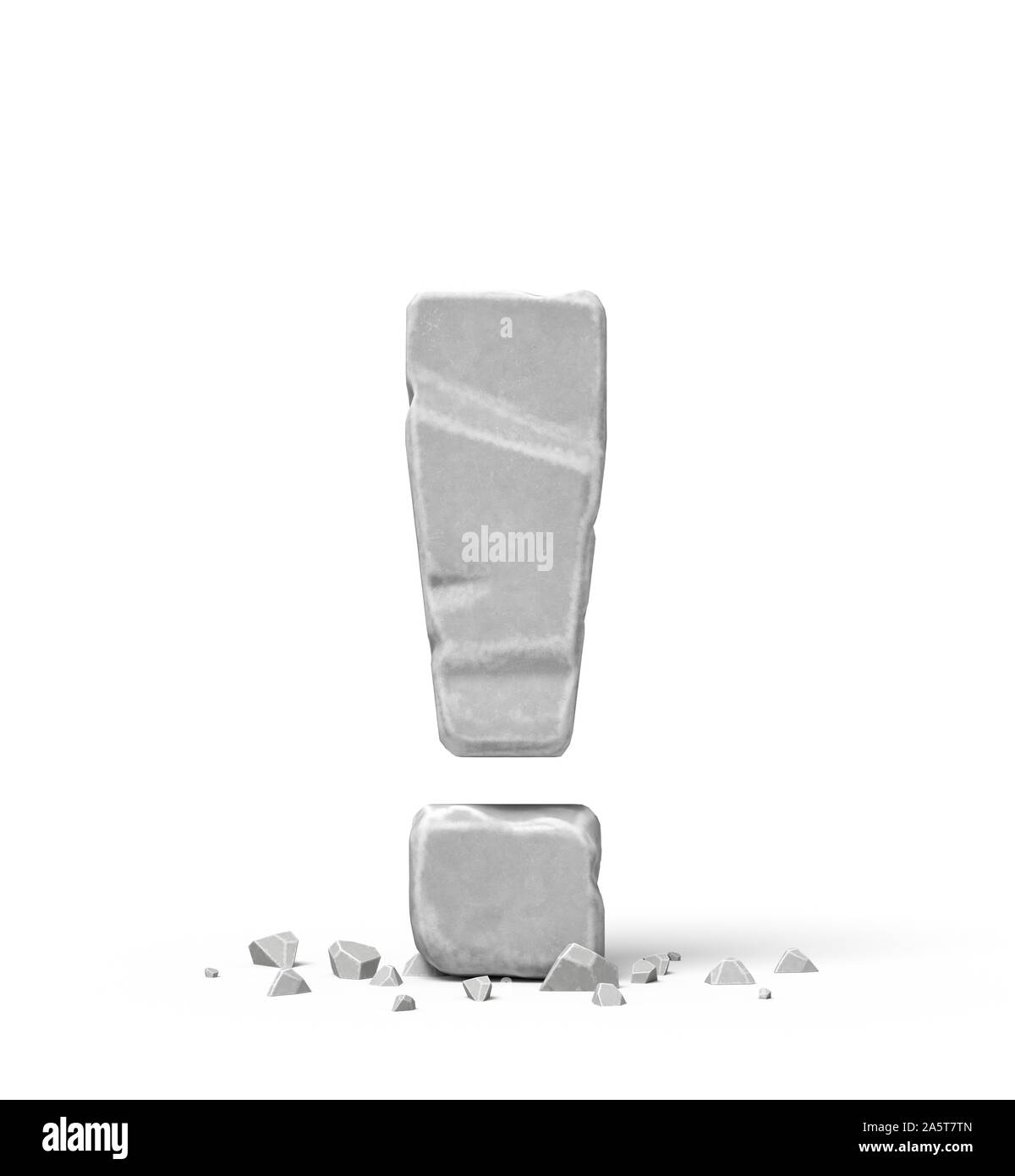 3d rendering of stone concrete exclamation mark Stock Photo - Alamy