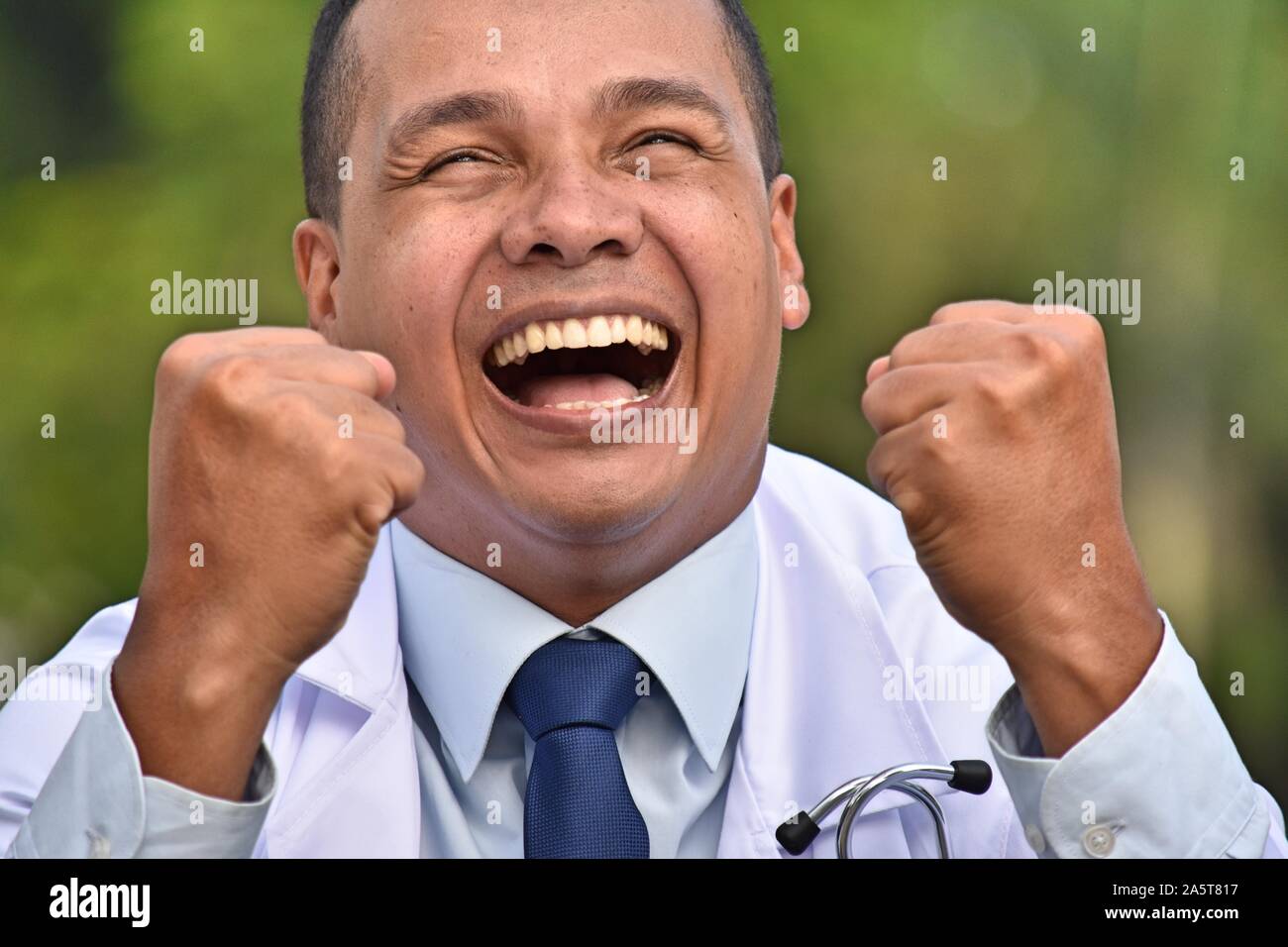 Happy Handsome Male Medic Wearing Lab Coat Stock Photo - Alamy