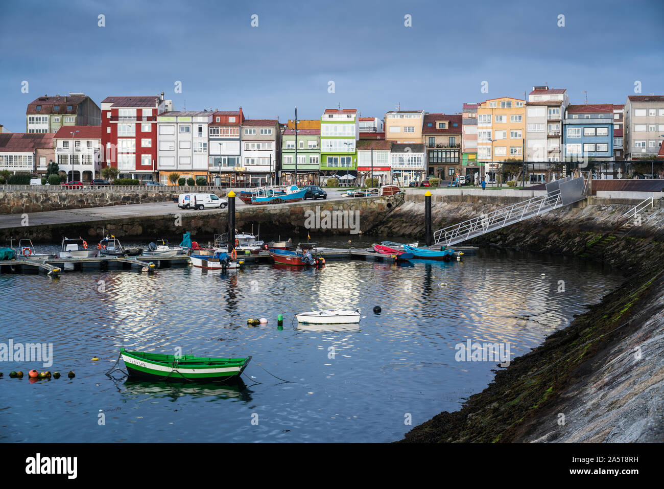 Harbour in the sunrise, Muxia, Spain, Europe. Camino de Santiago de ...
