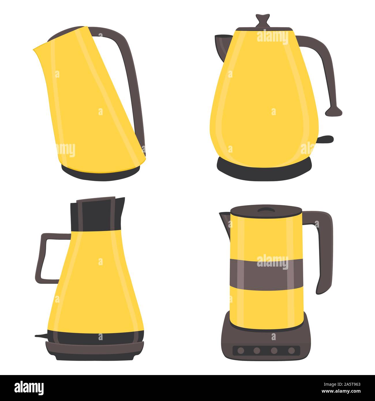 Vector illustration for set of colored electric teapots, kettles on ...