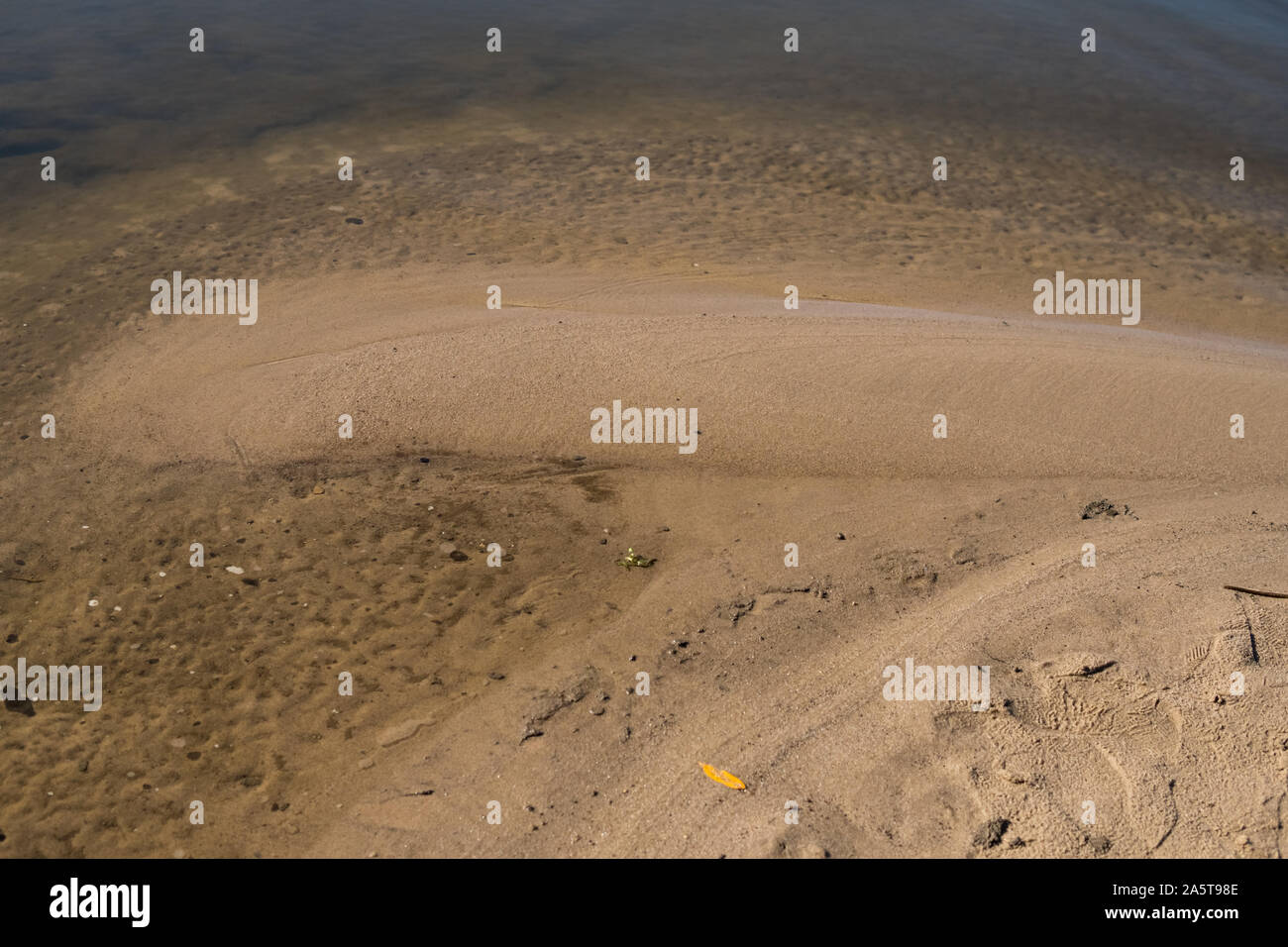 detail of a small scale sandspit forming on a river bank Stock Photo ...