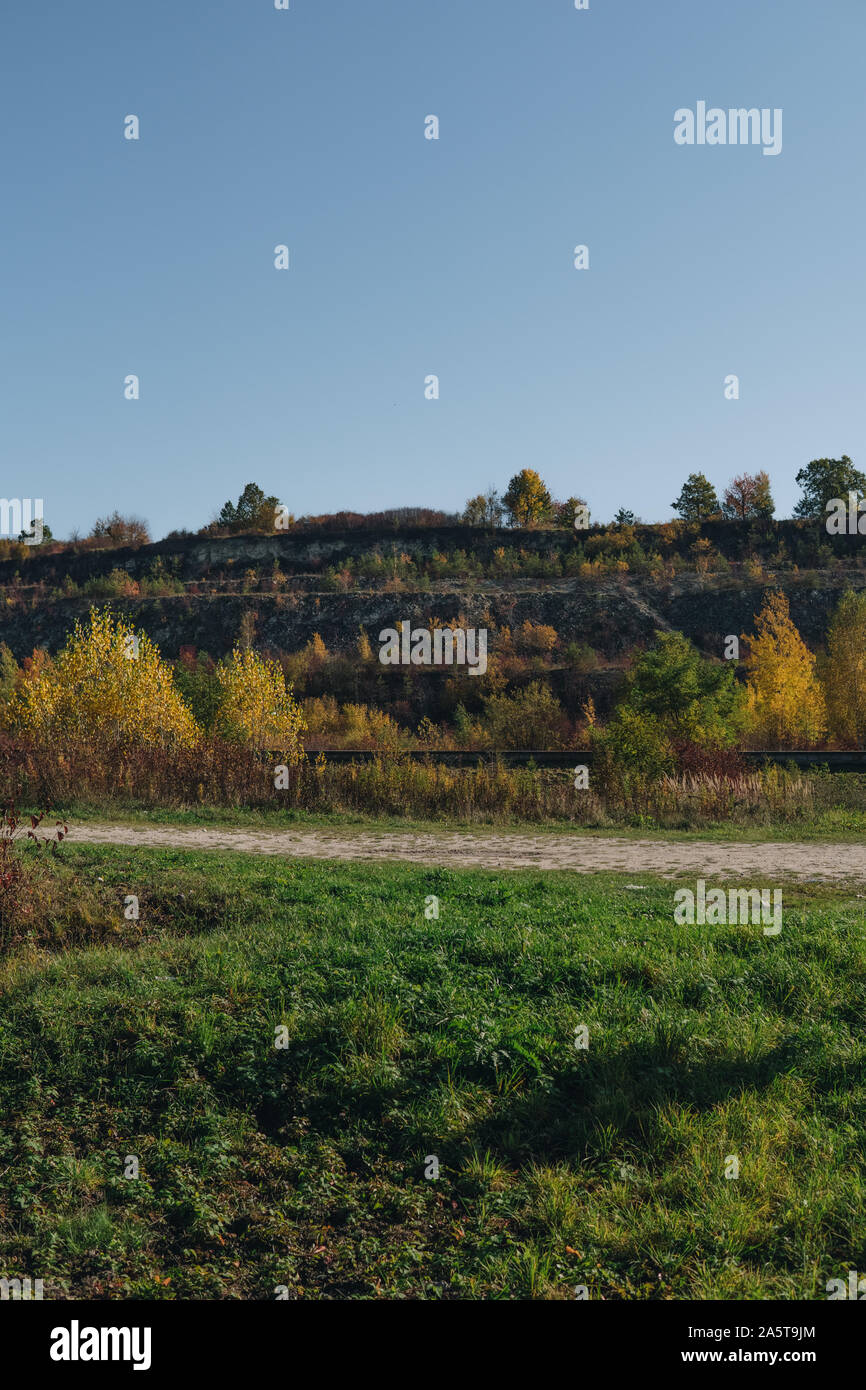 slope of a limestone quarry seen from a large distance Stock Photo - Alamy