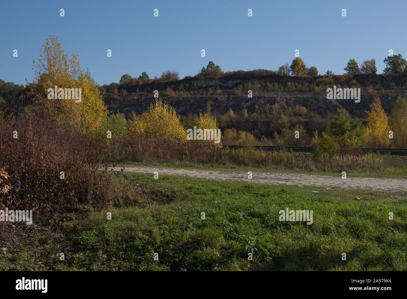 slope of a limestone quarry seen from a large distance Stock Photo - Alamy