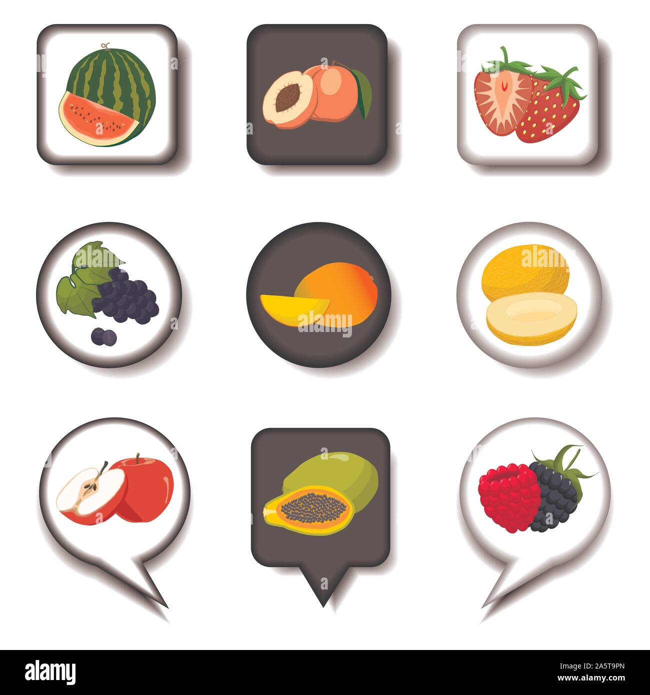 Set grape fruit elements Stock Vector Images - Alamy