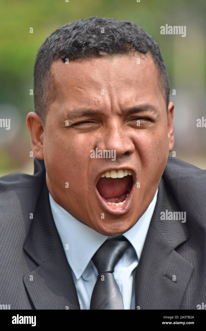 Business Man Yelling Wearing Suit Stock Photo - Alamy