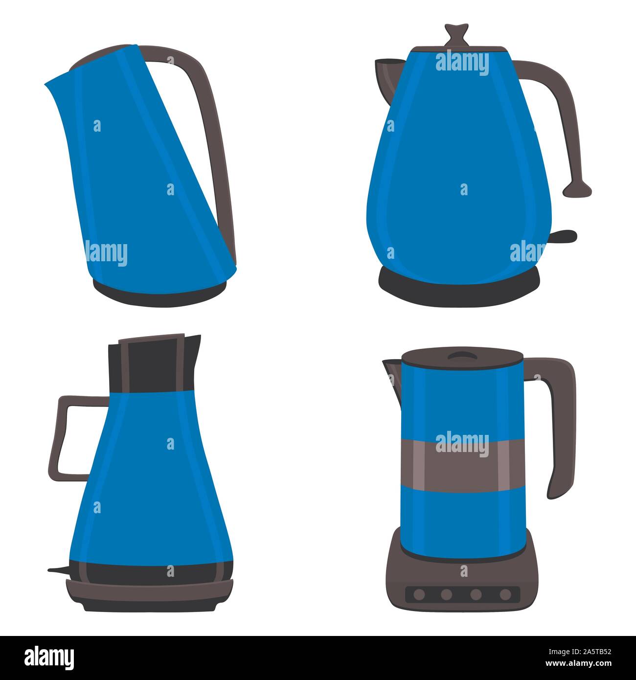 Vector illustration for set of colored electric teapots, kettles on ...
