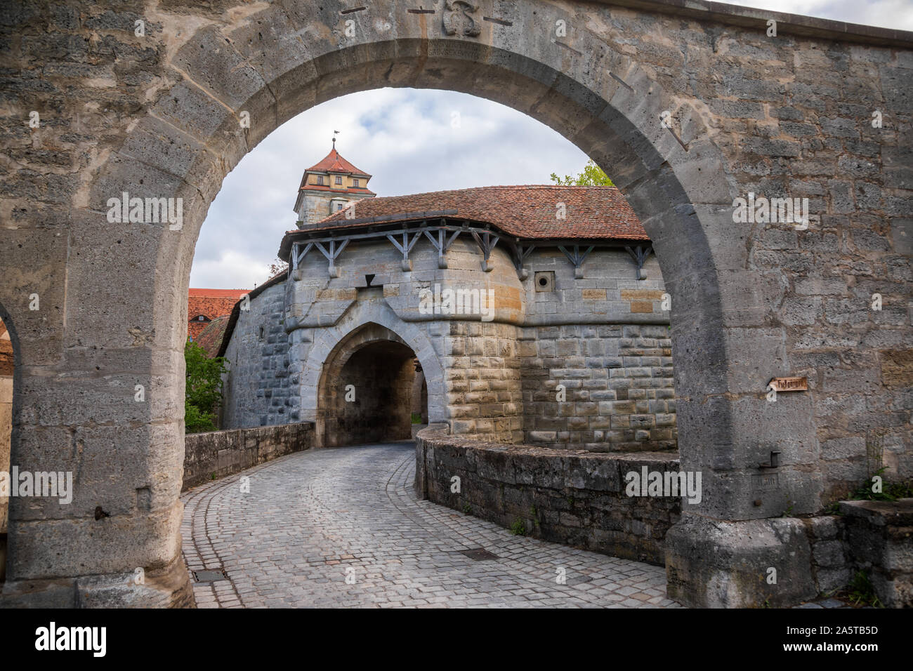 Bridge over moat at Spital bastion, part of Old Town fortification in ...