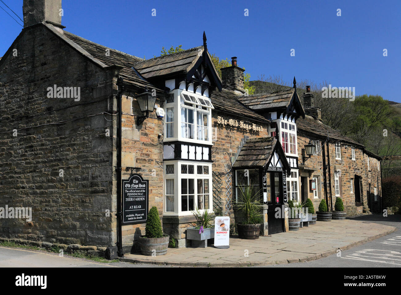 The Old Nags Head pub, Edale village, Peak District National Park ...