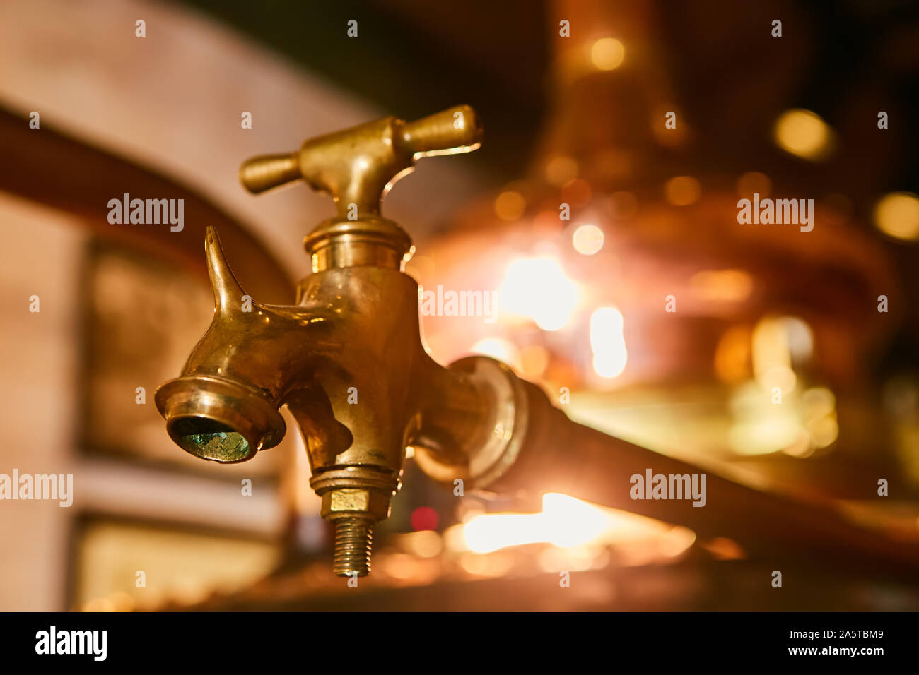 Detalis of medieval traditional distiller cube made from copper ...