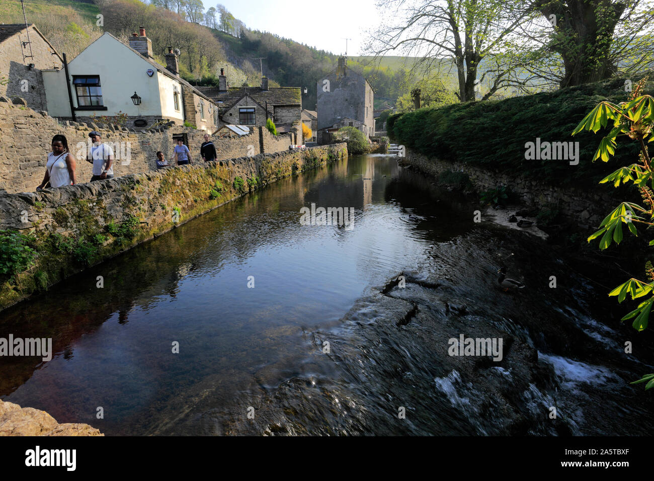 View of Peakshole Wate, Castleton village, Derbyshire, Peak District ...