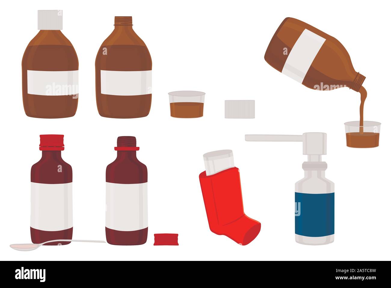 Illustration on theme big colored set different types of sprayers in ...