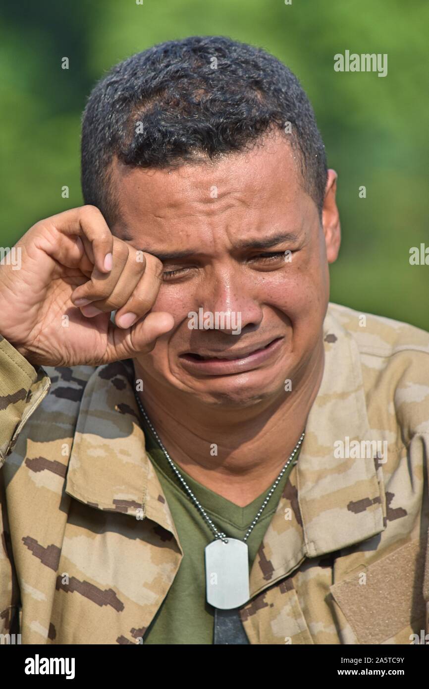 Tearful Male Soldier Stock Photo - Alamy