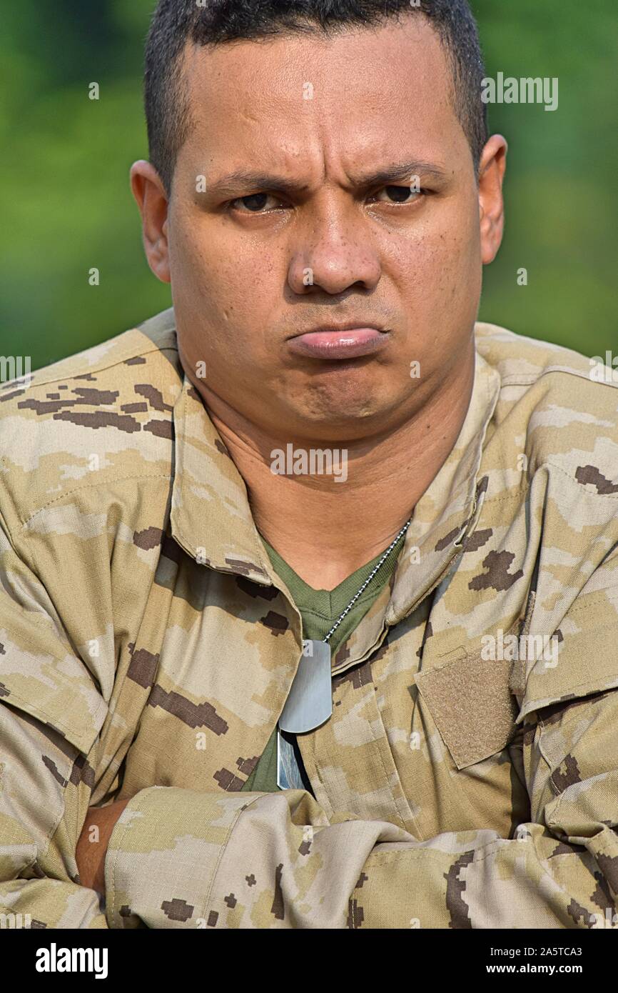 Stubborn Good Looking Male Soldier Stock Photo - Alamy