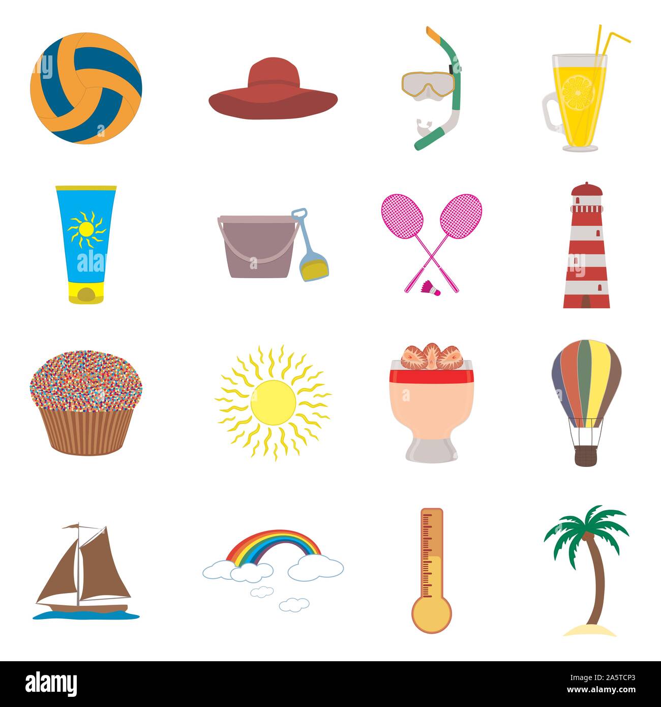 Vector icon illustration logo for set symbols on flat colored buttons ...