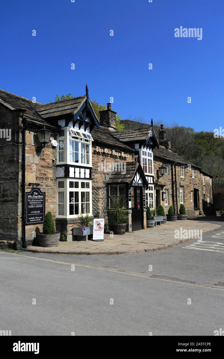 The Old Nags Head pub, Edale village, Peak District National Park ...